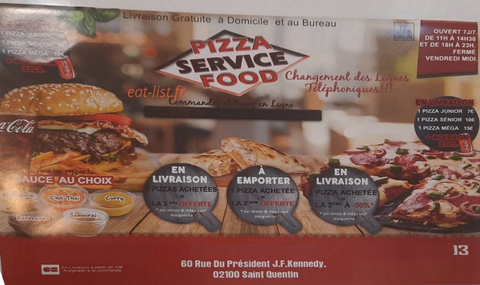 Pizza Service Food à Saint Quentin - menu et photos