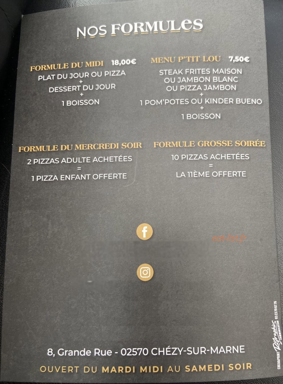 La Prestige du Dolloir à Chezy Sur Marne - menu et photos