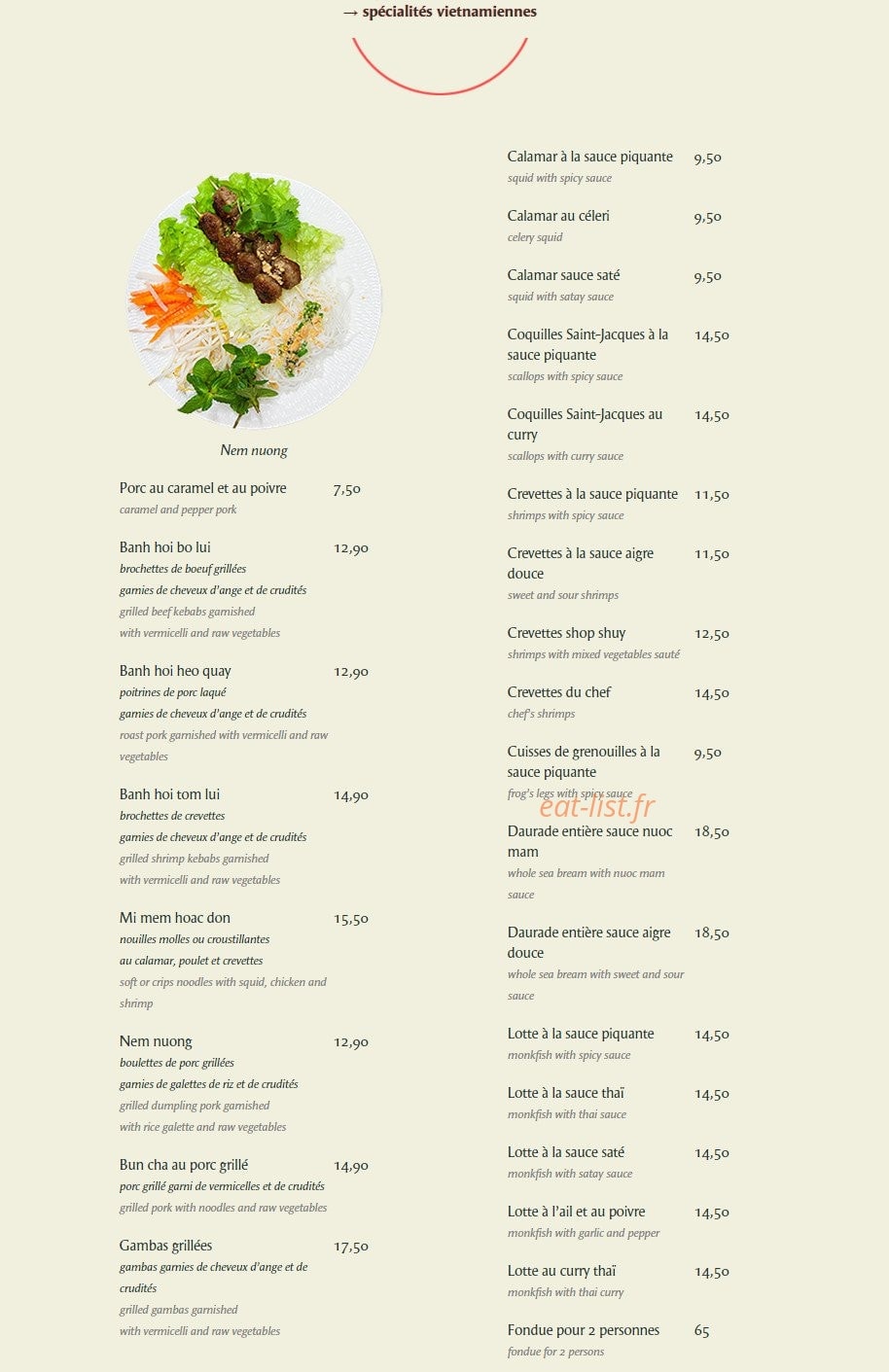 Lao Vientiane à Nice - menu et photos