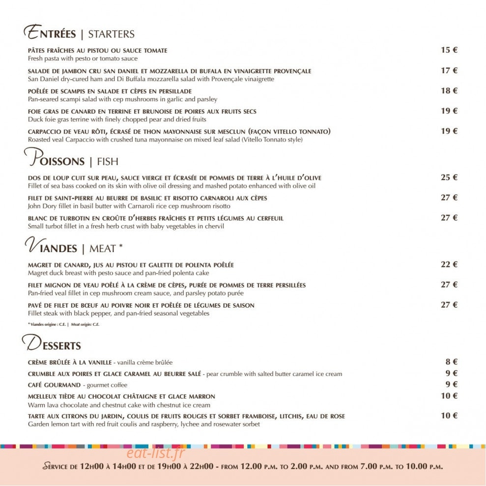 Le Patio à Nice - menu et photos