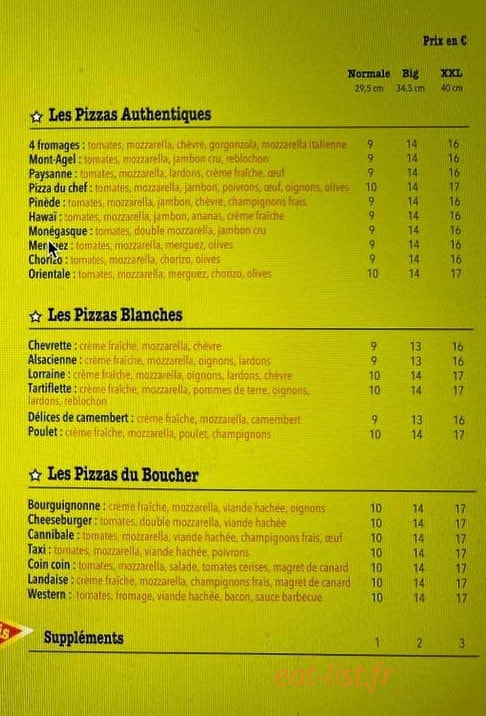 Taxi Pizza à La Turbie - menu et photos