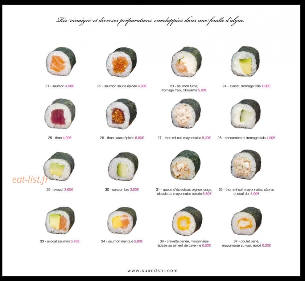Sushi Su And Shi Cannes – Su And Shi Menu – RXXWMJ