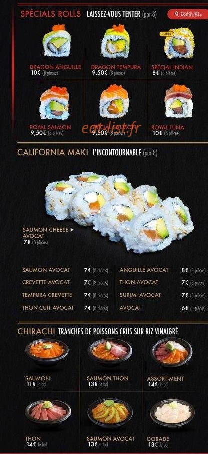 Aya Sushi à Cagnes Sur Mer - menu et photos