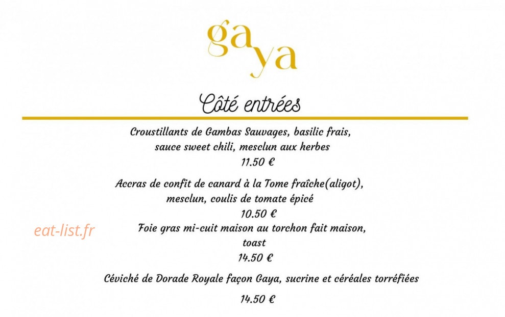 Gaya à Villefranche de Rouergue - menu et photos