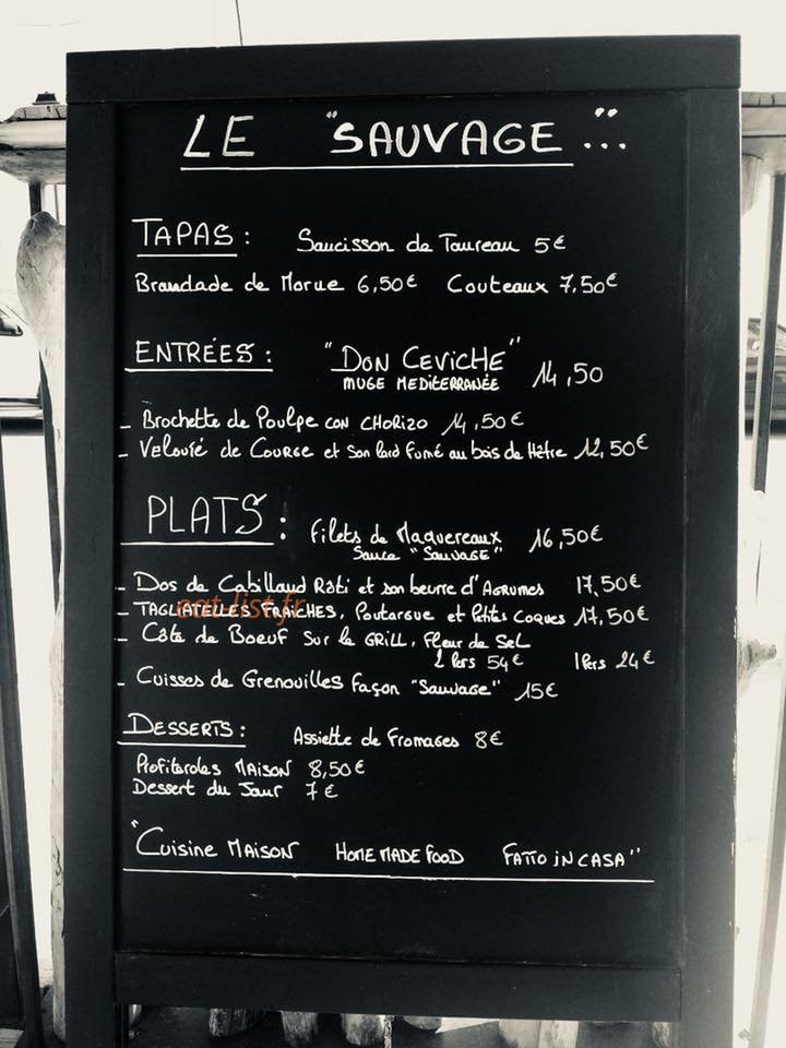Le Sauvage à Stes Maries de la Mer - menu et photos