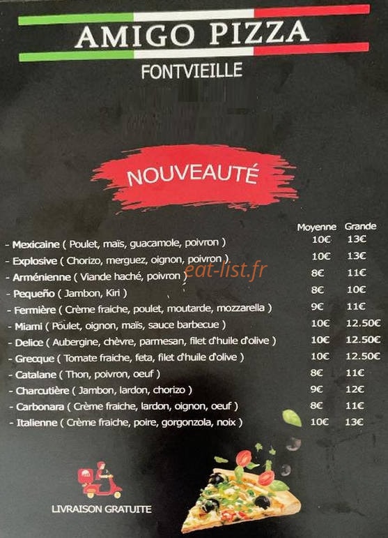 Amigo Pizza à Fontvieille - menu et photos