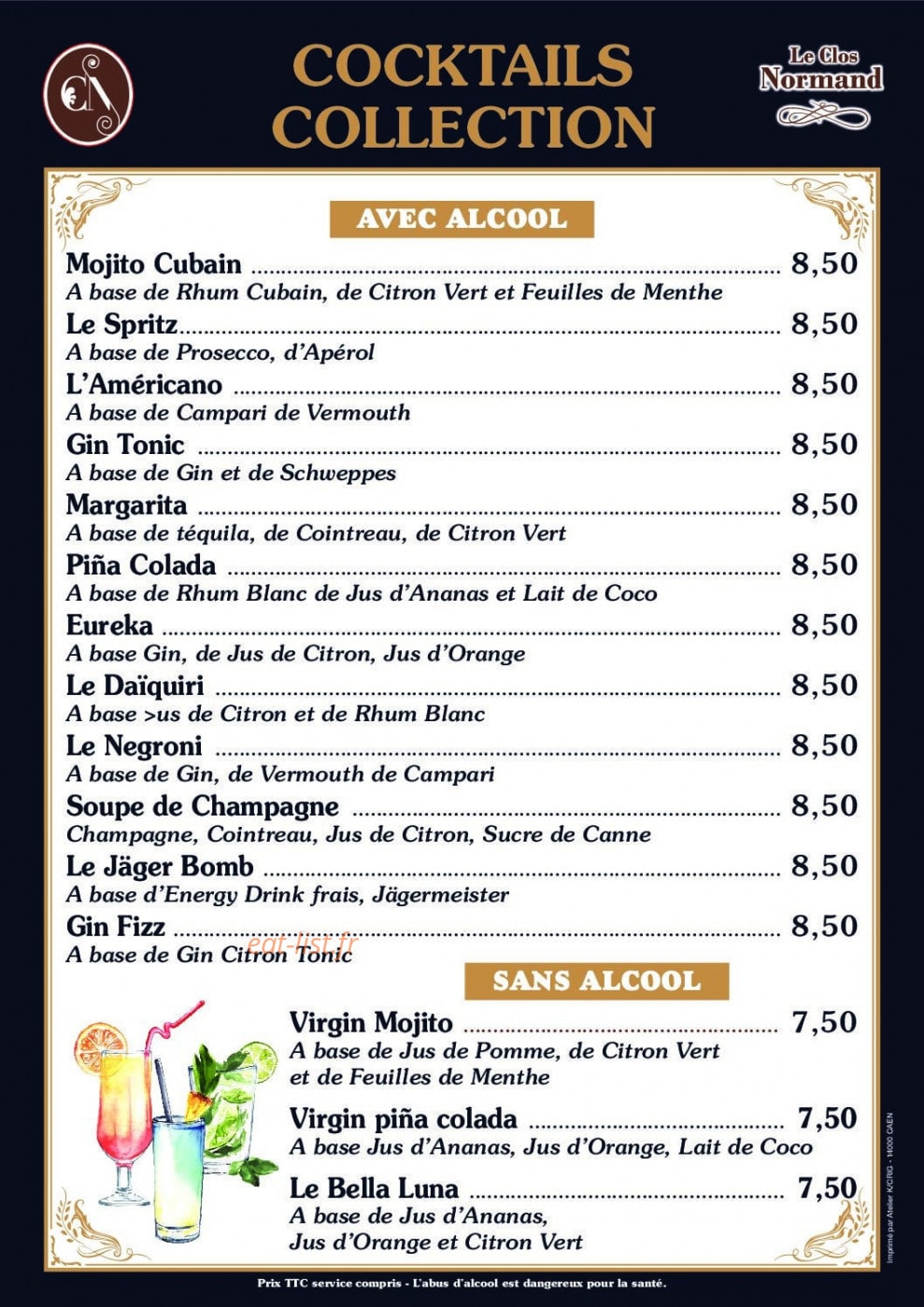 Le Clos Normand à Saint Aubin sur Mer - menu et photos
