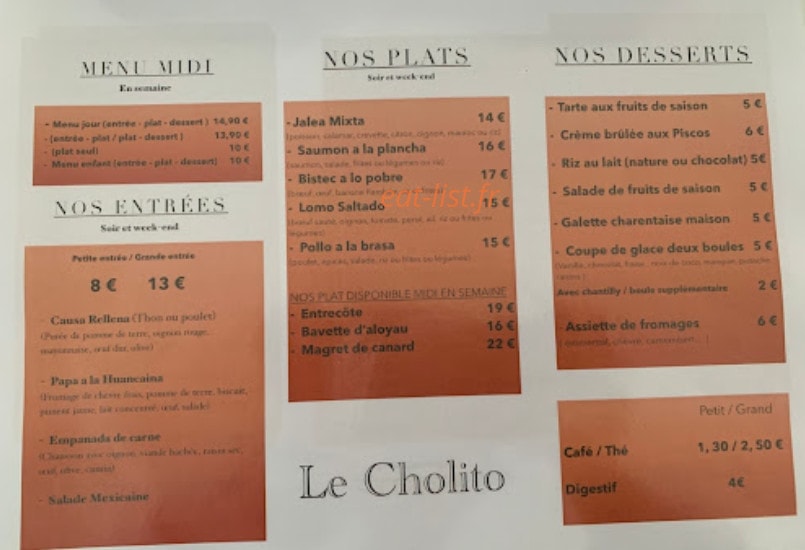 Le Cholito à Saint Genis de Saintonge - menu et photos
