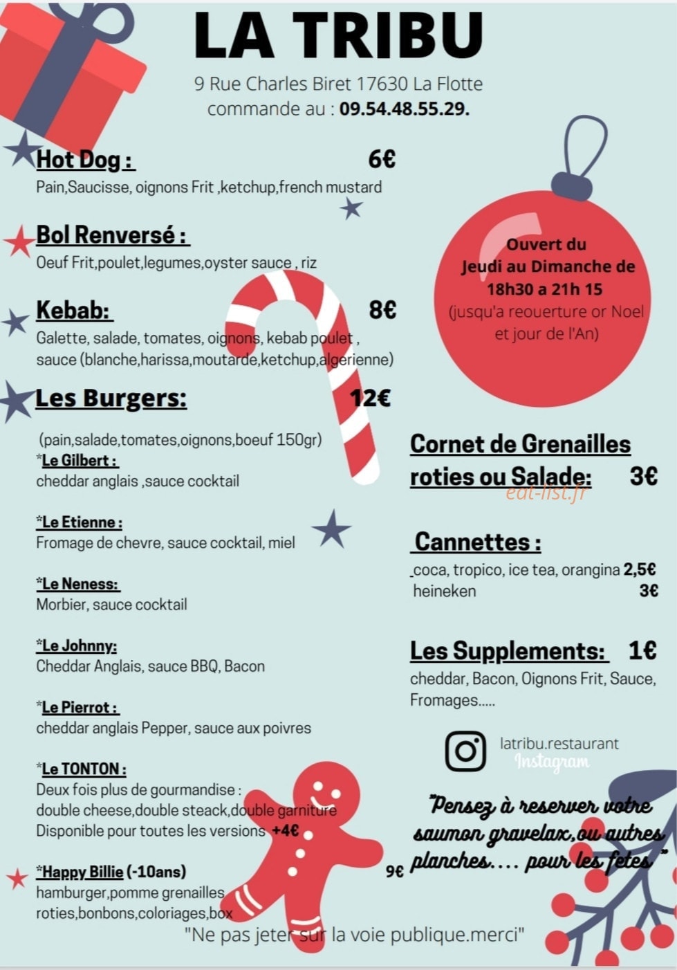 La tribu à La Flotte - menu et photos