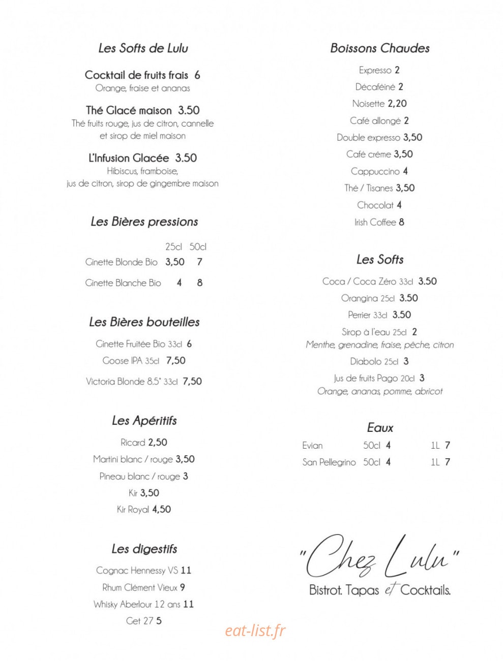 Chez Lulu à La Couarde Sur Mer - menu et photos