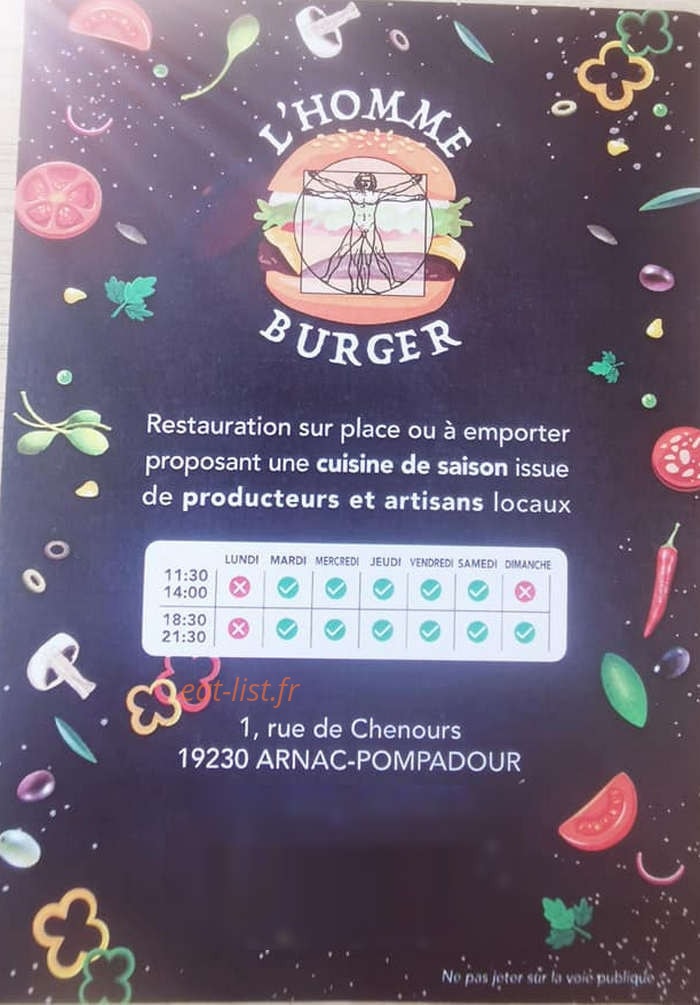 L'Homme Burger à Arnac Pompadour - menu et photos