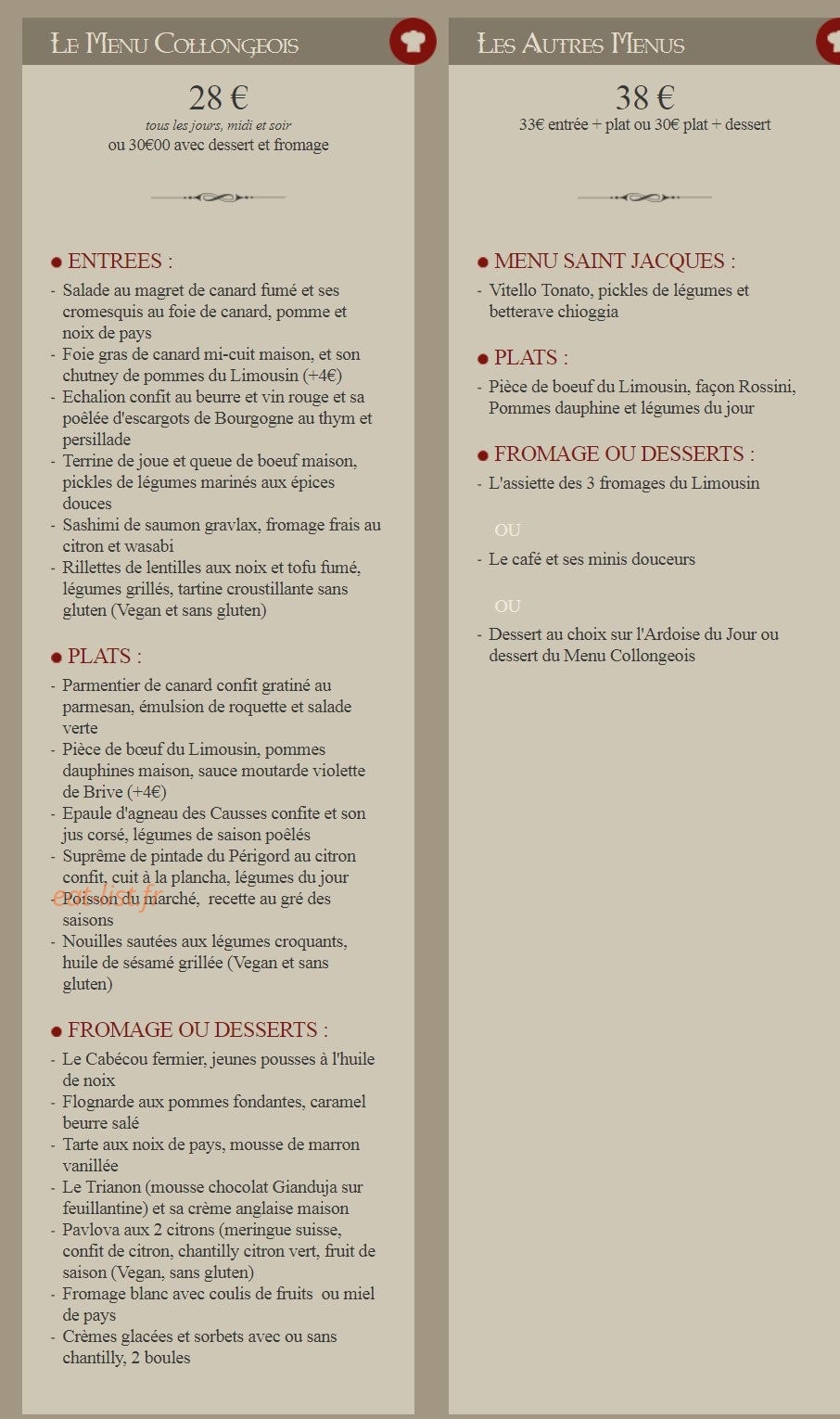 Le Relais St Jacques à Collonges La Rouge - menu et photos
