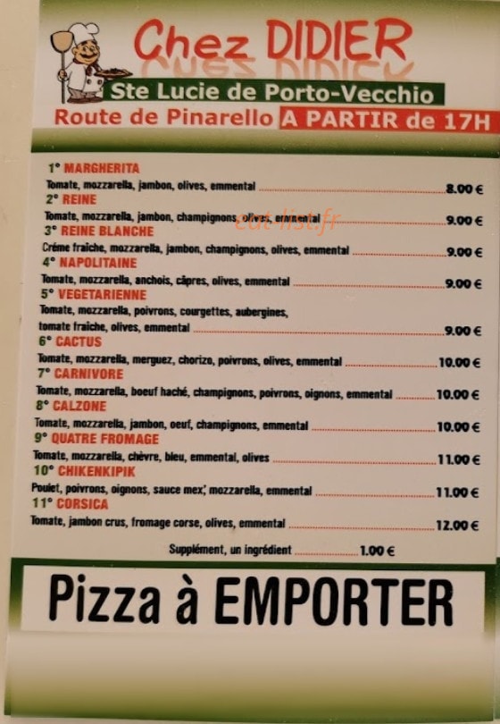 Chez Didier à Zonza - menu et photos