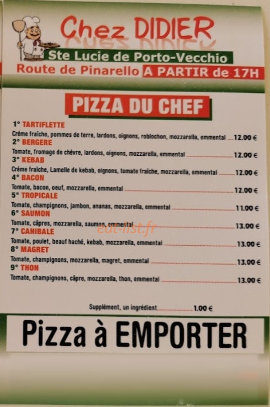 Chez Didier à Zonza - menu et photos