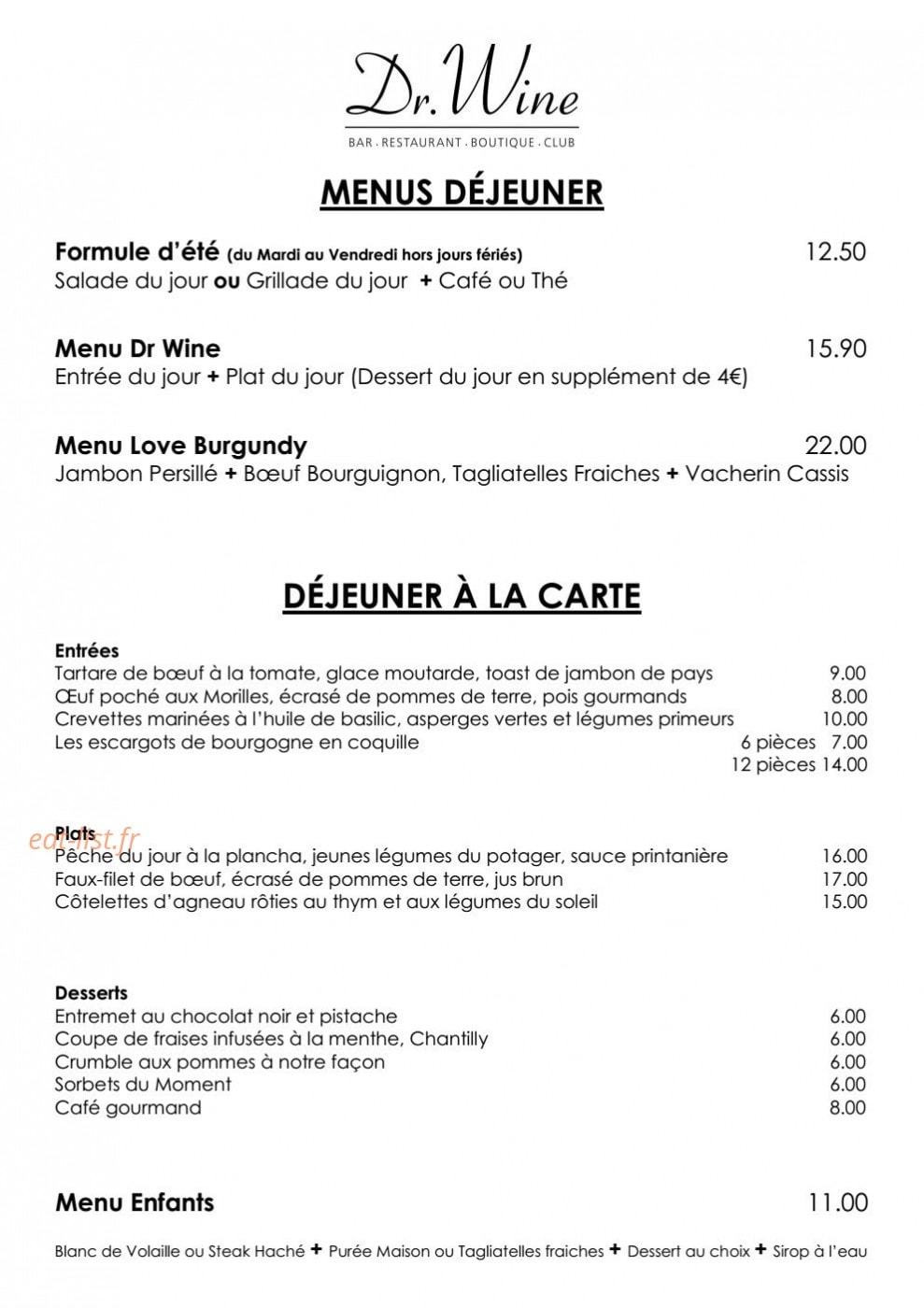 Dr.Wine à Dijon - menu et photos