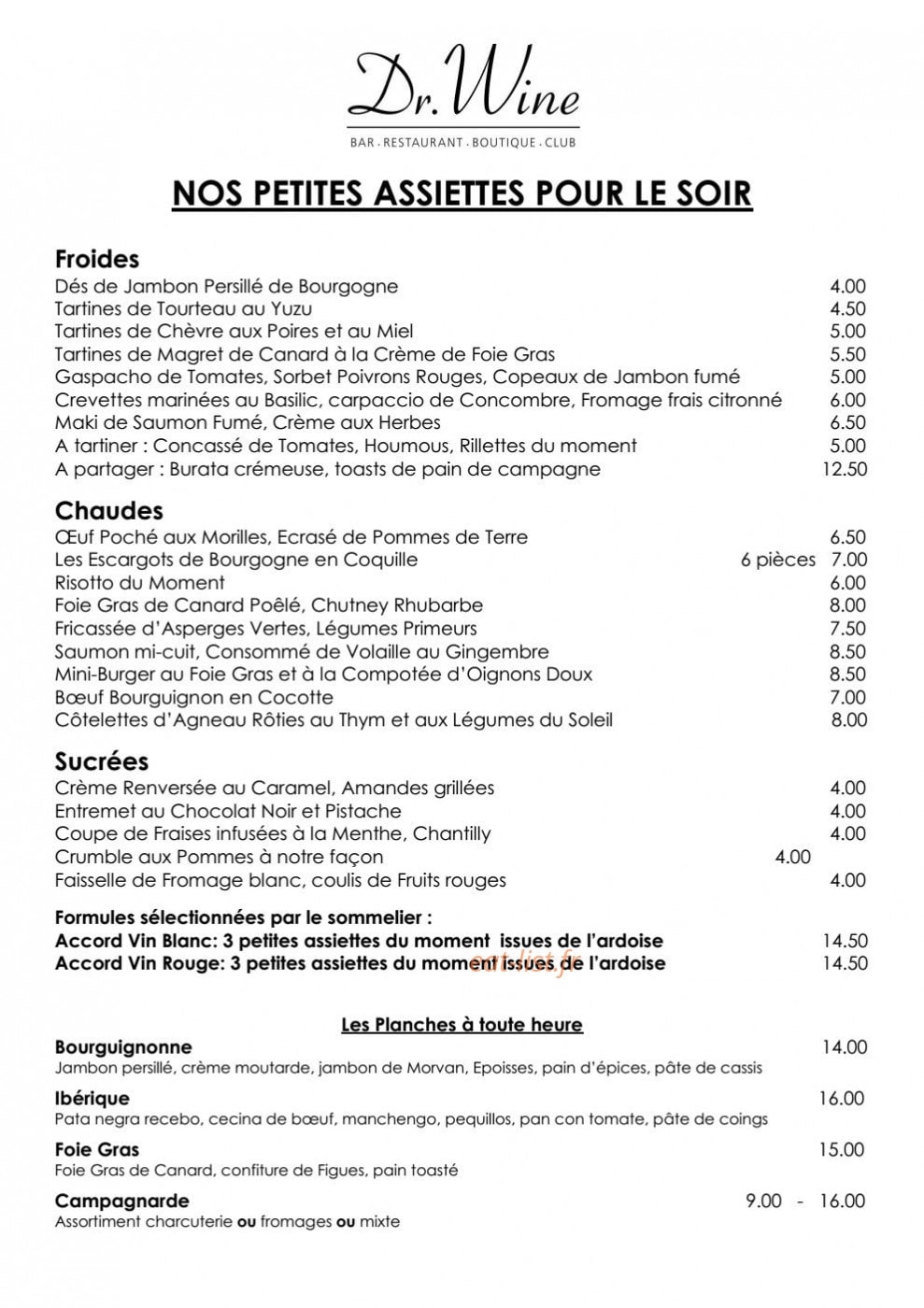 Dr.Wine à Dijon - menu et photos