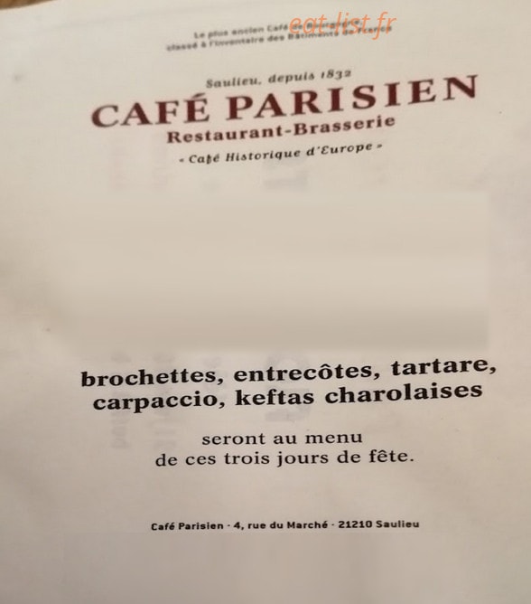 Le Café Parisien à Saulieu - menu et photos