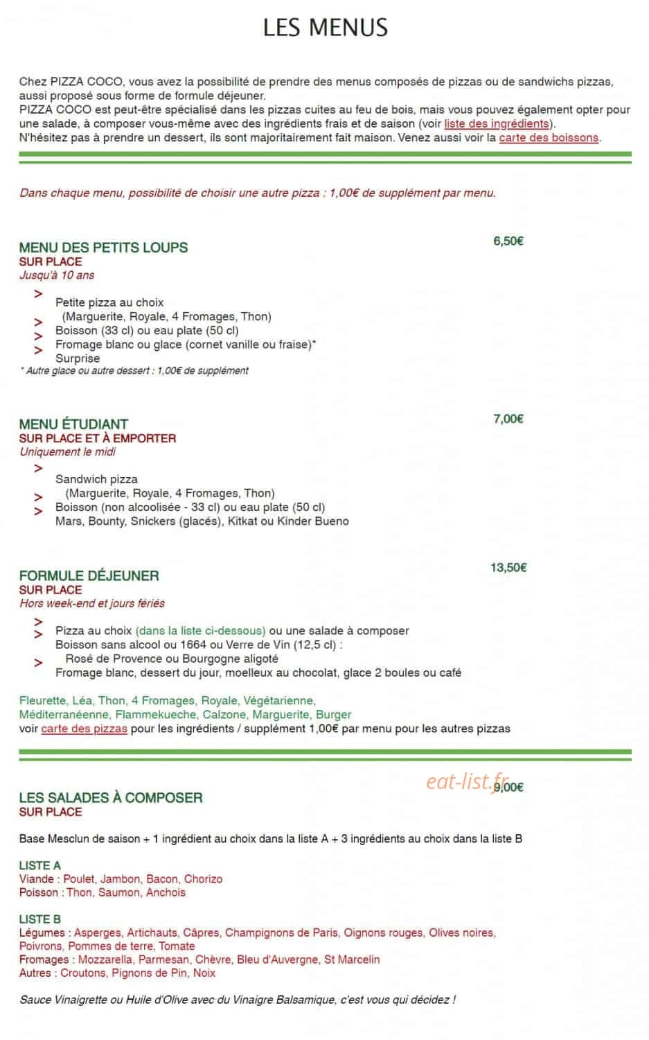 Pizza Coco à Fixin - menu et photos