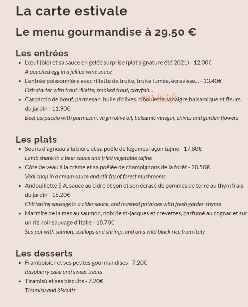 Le Comptoir Gourmand à Salives - menu et photos
