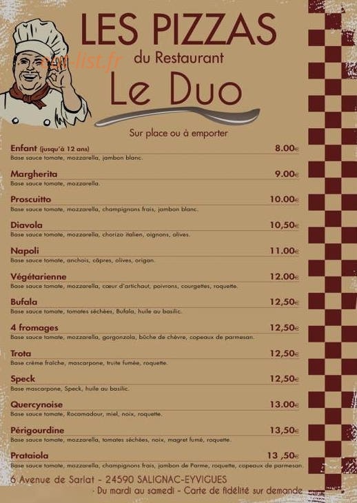 Le Duo à Salignac Eyvignes - menu et photos