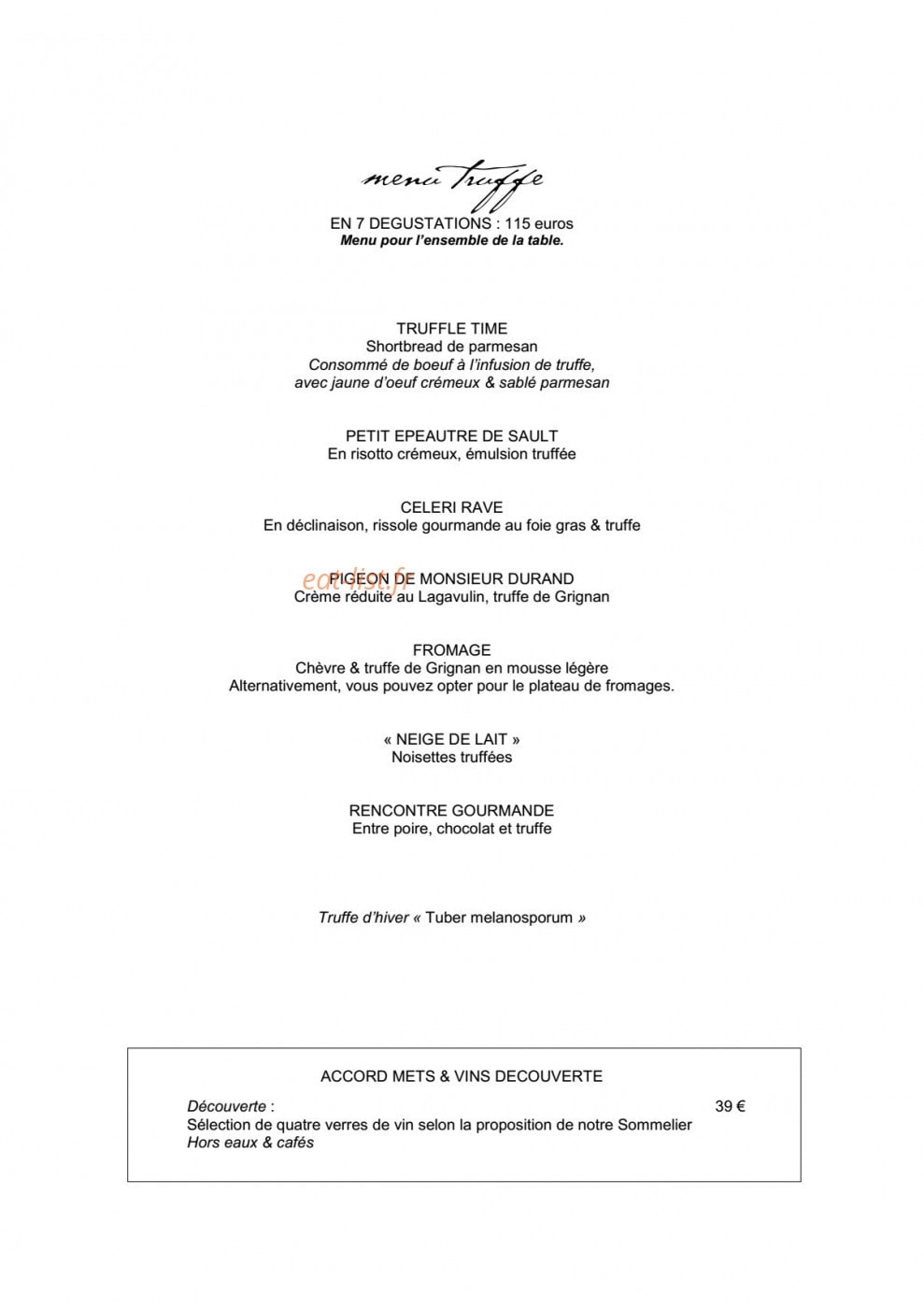 Le clair de la plume à Grignan - menu et photos
