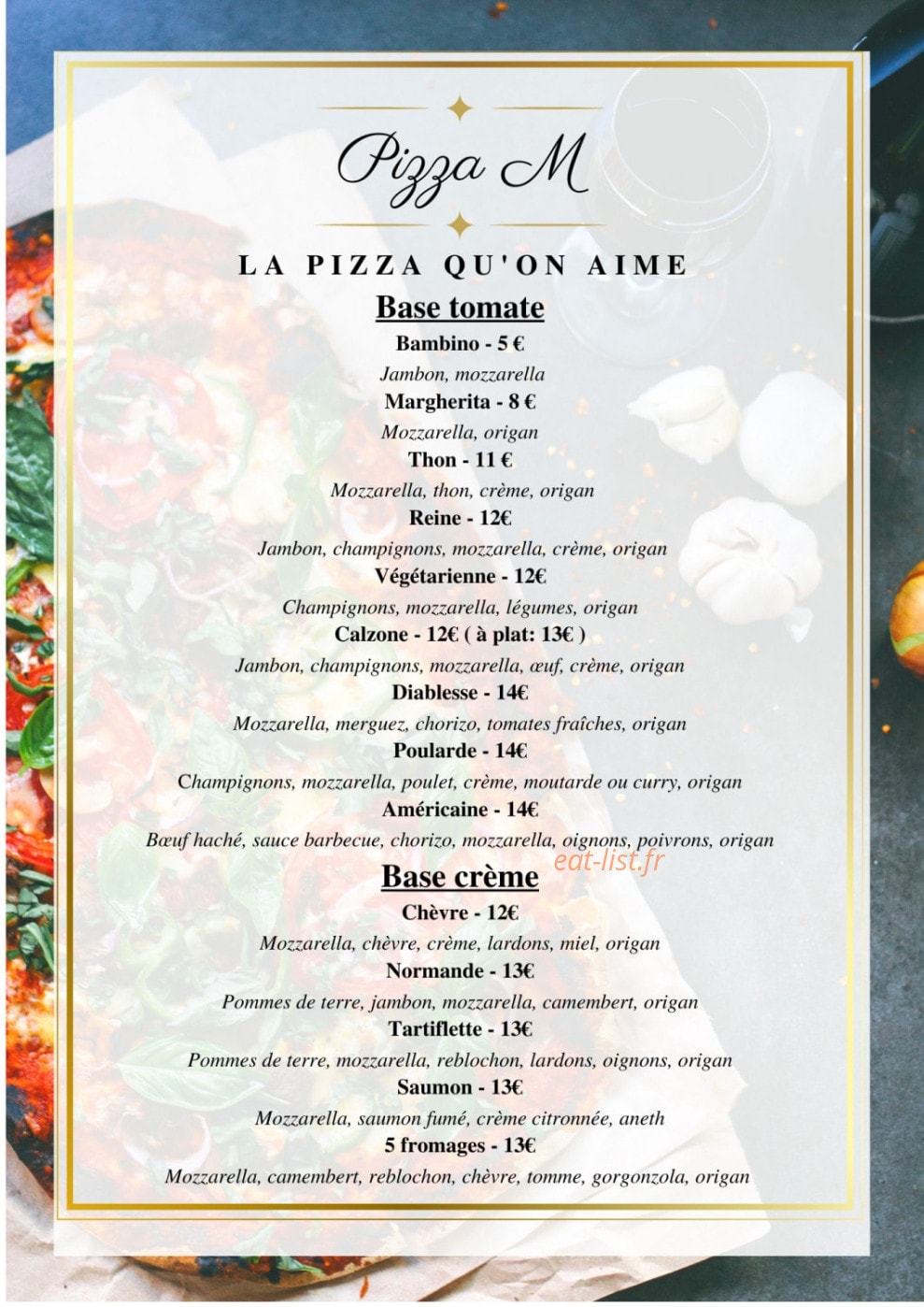 Pizza M à Saint Georges du Vievre - menu et photos