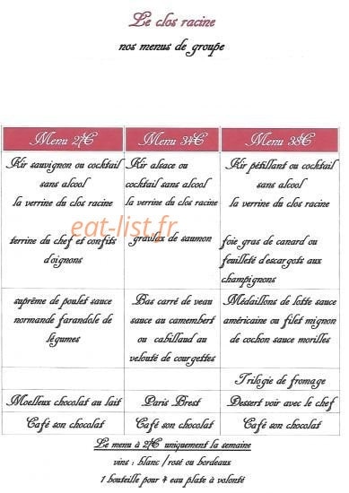 Le Clos Racine à Gaillon - menu et photos