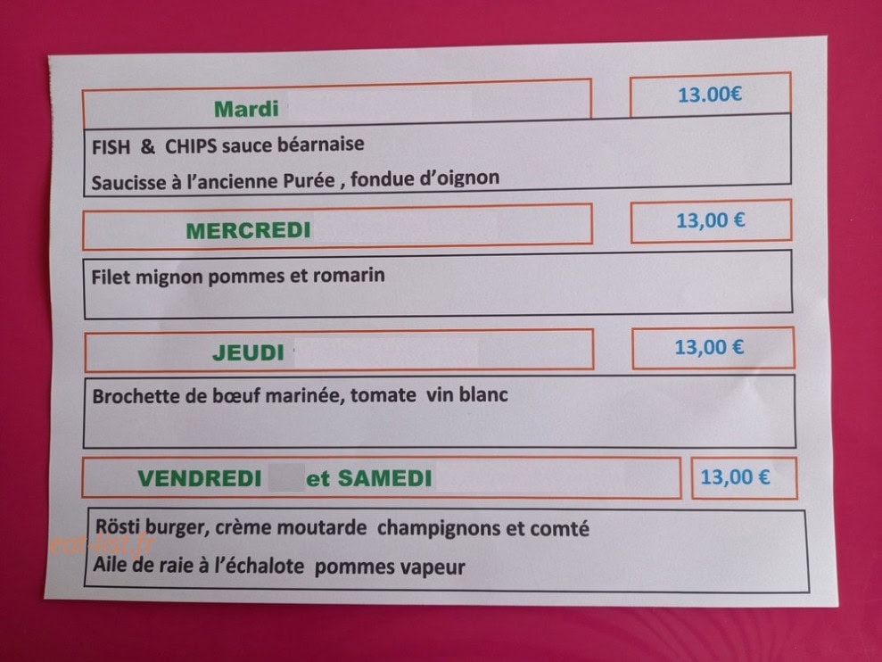 Auberge Napoléon III à Brest - menu et photos