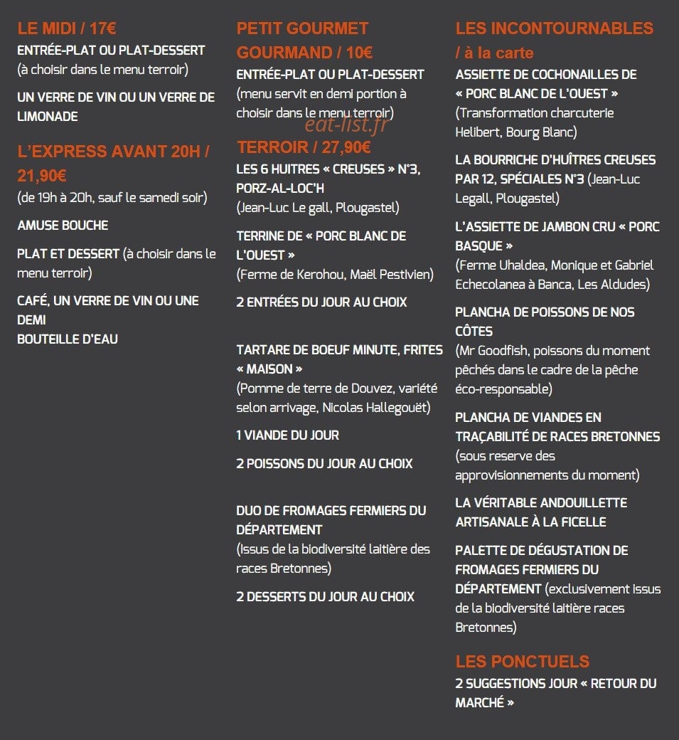 Le ruffé à Brest - menu et photos