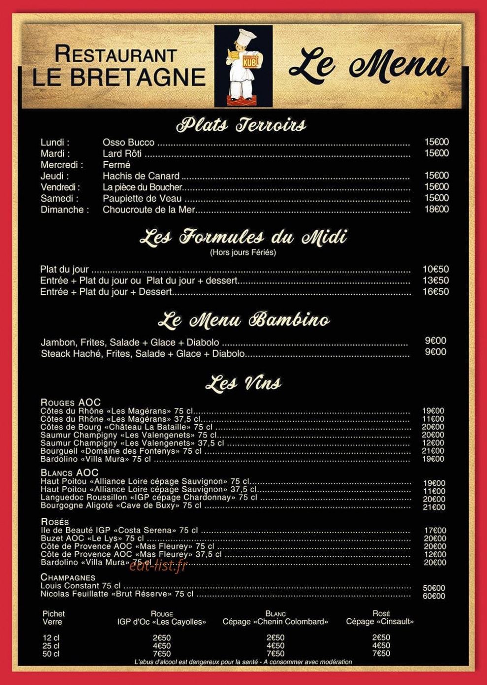 Le Bretagne à Plougastel Daoulas - menu et photos