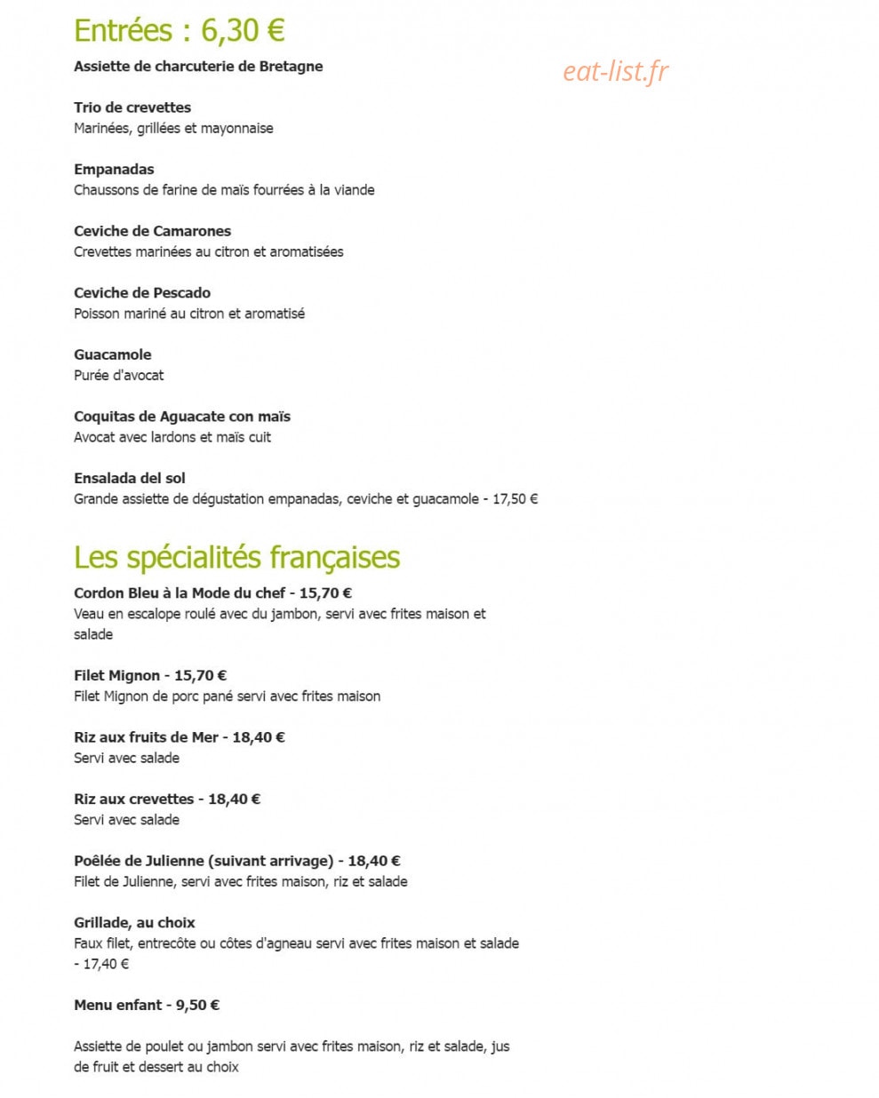 Le Bretagne à Huelgoat - menu et photos