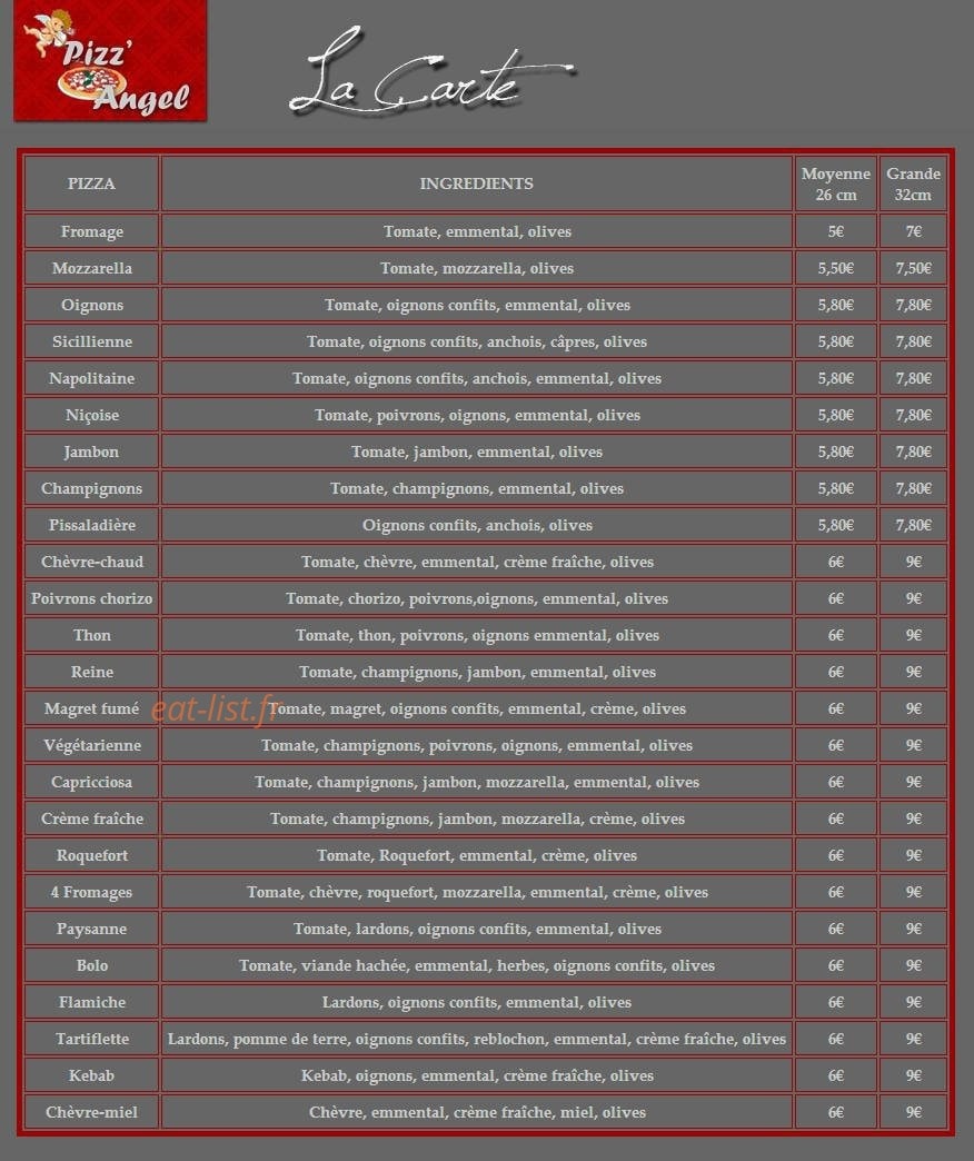 Pizz'Angel à Aigues Mortes - menu et photos
