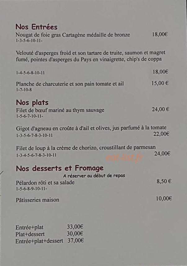 Le clos des Gourmandises à Vezenobres - menu et photos