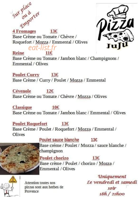 Pizza Juju à Vestric et Candiac - menu et photos
