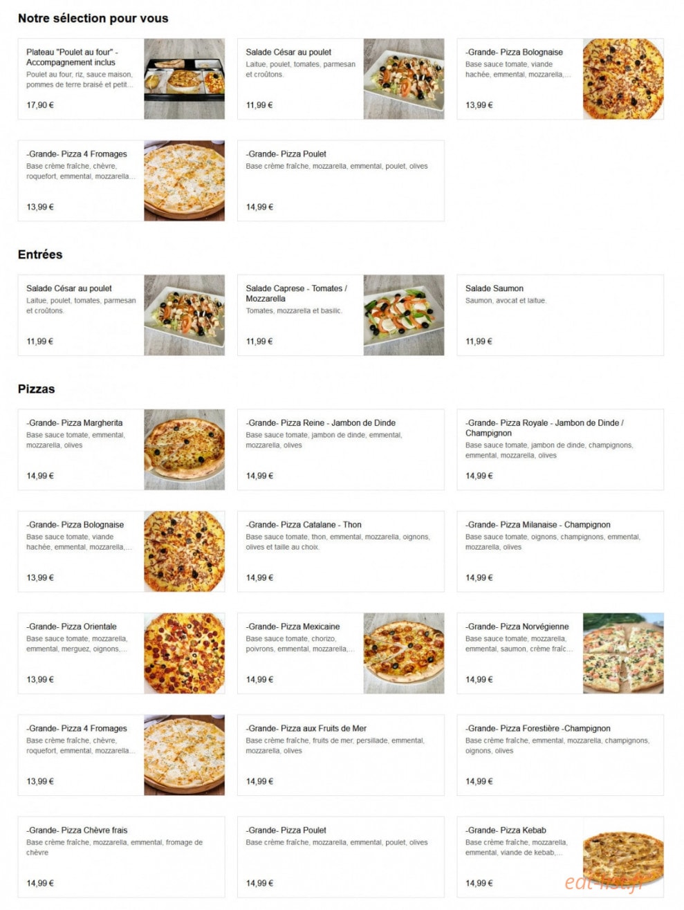 Milan à Toulouse - menu et photos