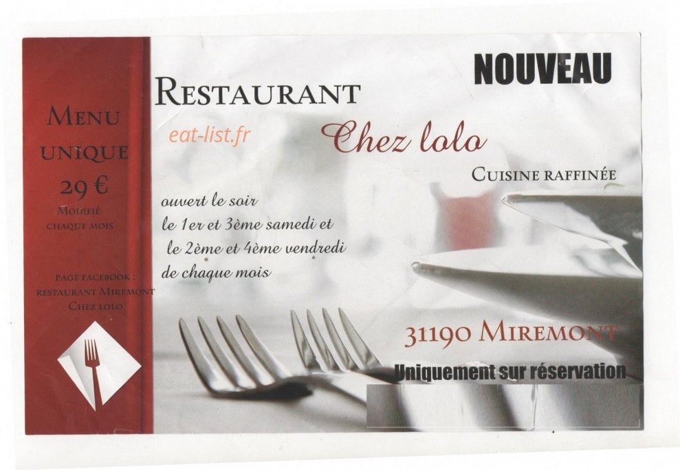 Chez lolo à Miremont - menu et photos