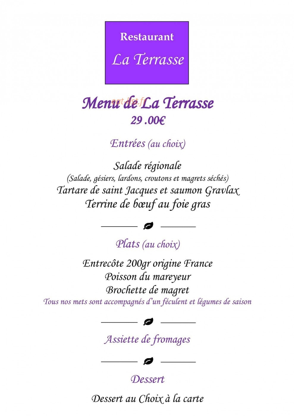 Domaine de la Terrasse à Carbonne - menu et photos