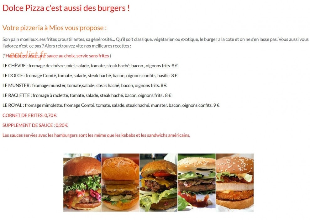 Dolce Pizza à Mios - menu et photos