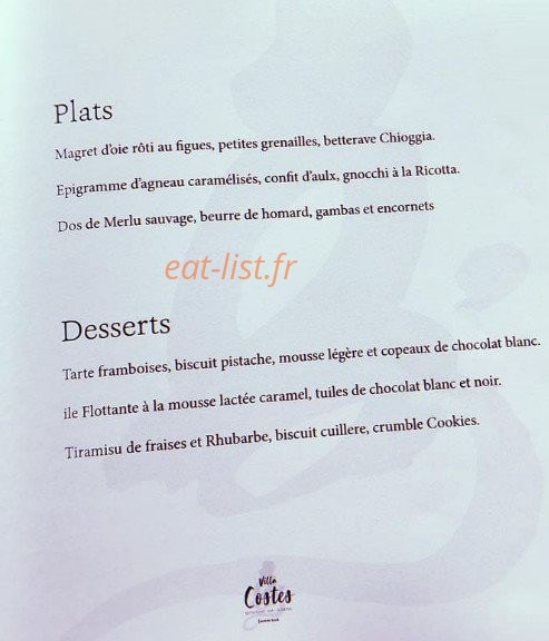 Villa Costes à Lacanau Ocean - menu et photos