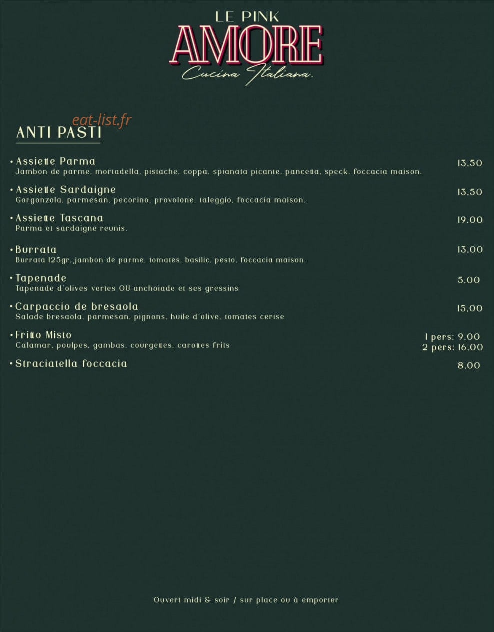 Le Pink Amore à Lacanau - menu et photos