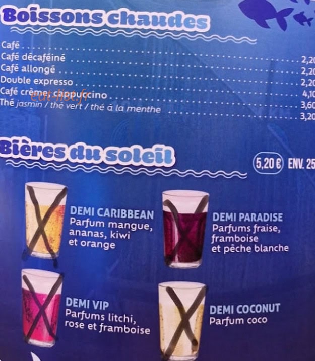 Oceanic à Merignac - menu et photos
