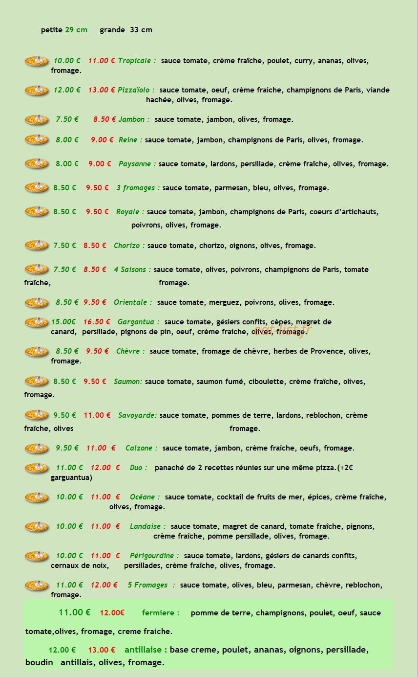 La Pizza du Baron à Saint Quentin de Baron - menu et photos