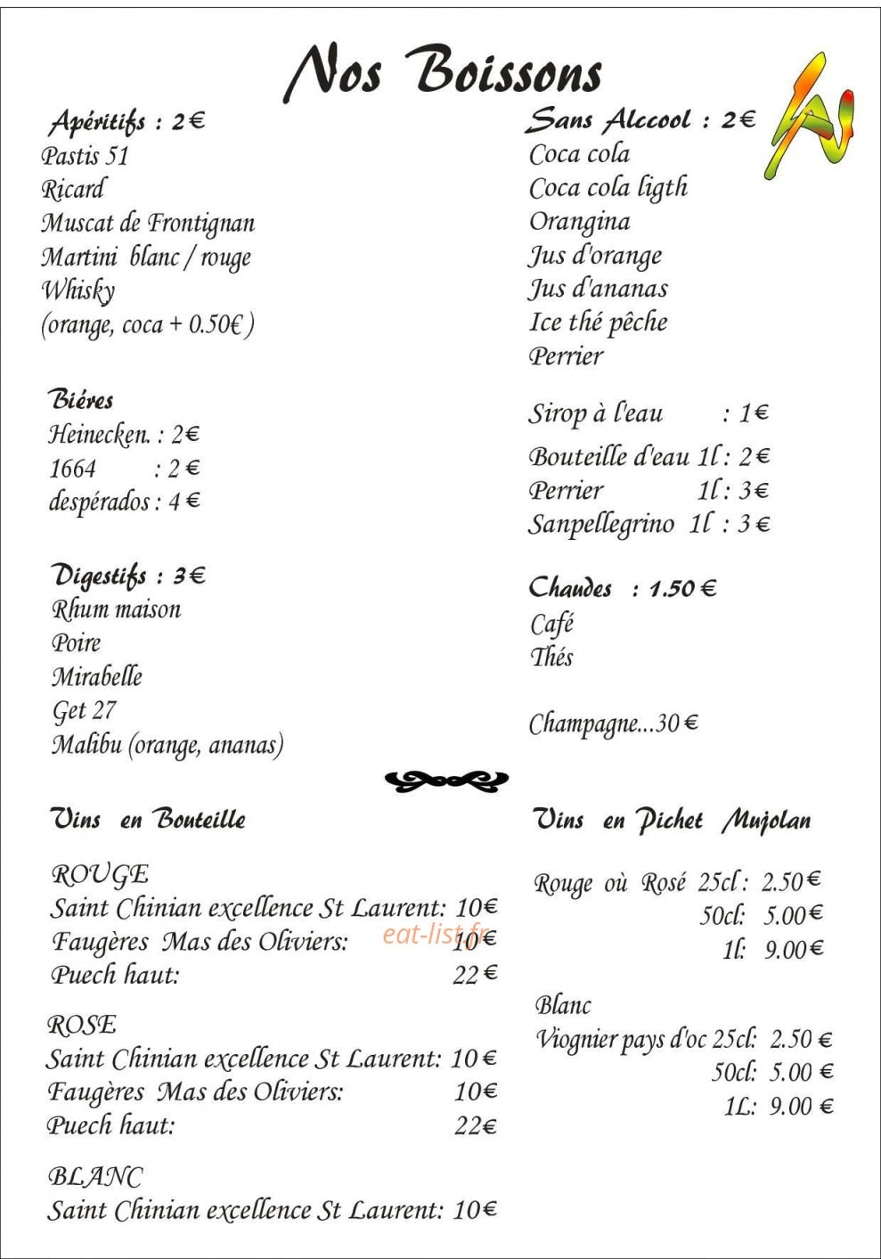Chez Lolo et Nat à Vic la Gardiole - menu et photos