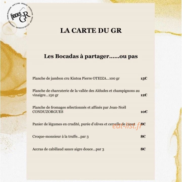Les Docks du GR à Saint Martin de Londres - menu et photos