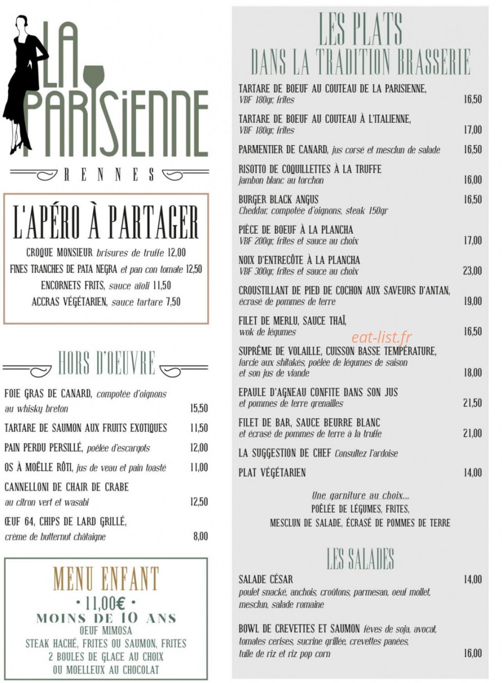 La parisienne à Rennes - menu et photos