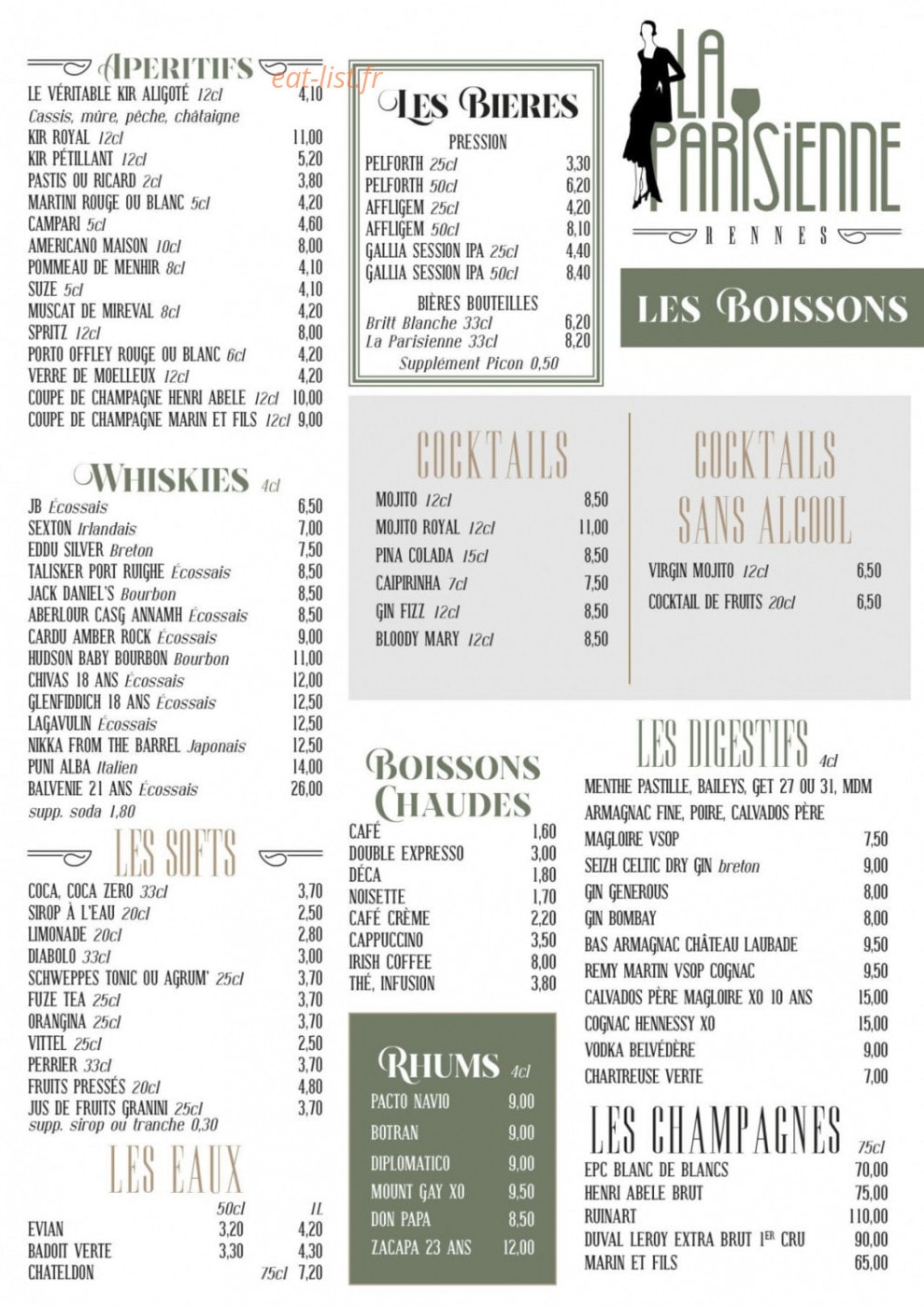 La parisienne à Rennes - menu et photos