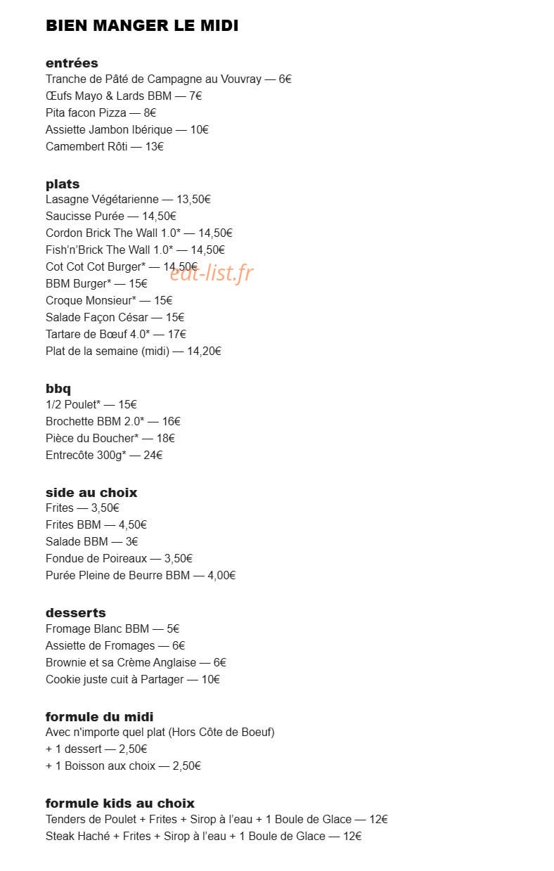 Bbm - Bien Boire et Manger à Chambray Les Tours - menu et photos