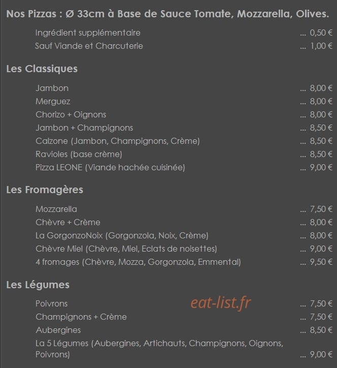 Pizza Leone à Crolles - menu en ligne