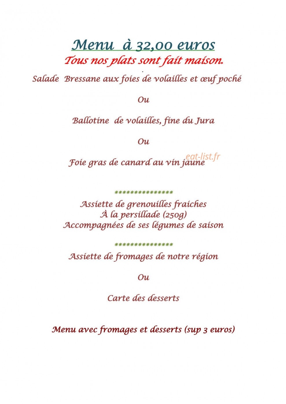Restaurant De La Cloche à Bletterans - menu et photos