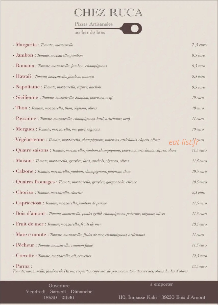 Chez Ruca à Bois D'amont - menu et photos